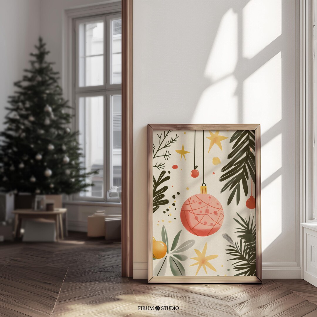 Retro Christmas Print: Boho Holiday Wall Art (digital Download) - Etsy
