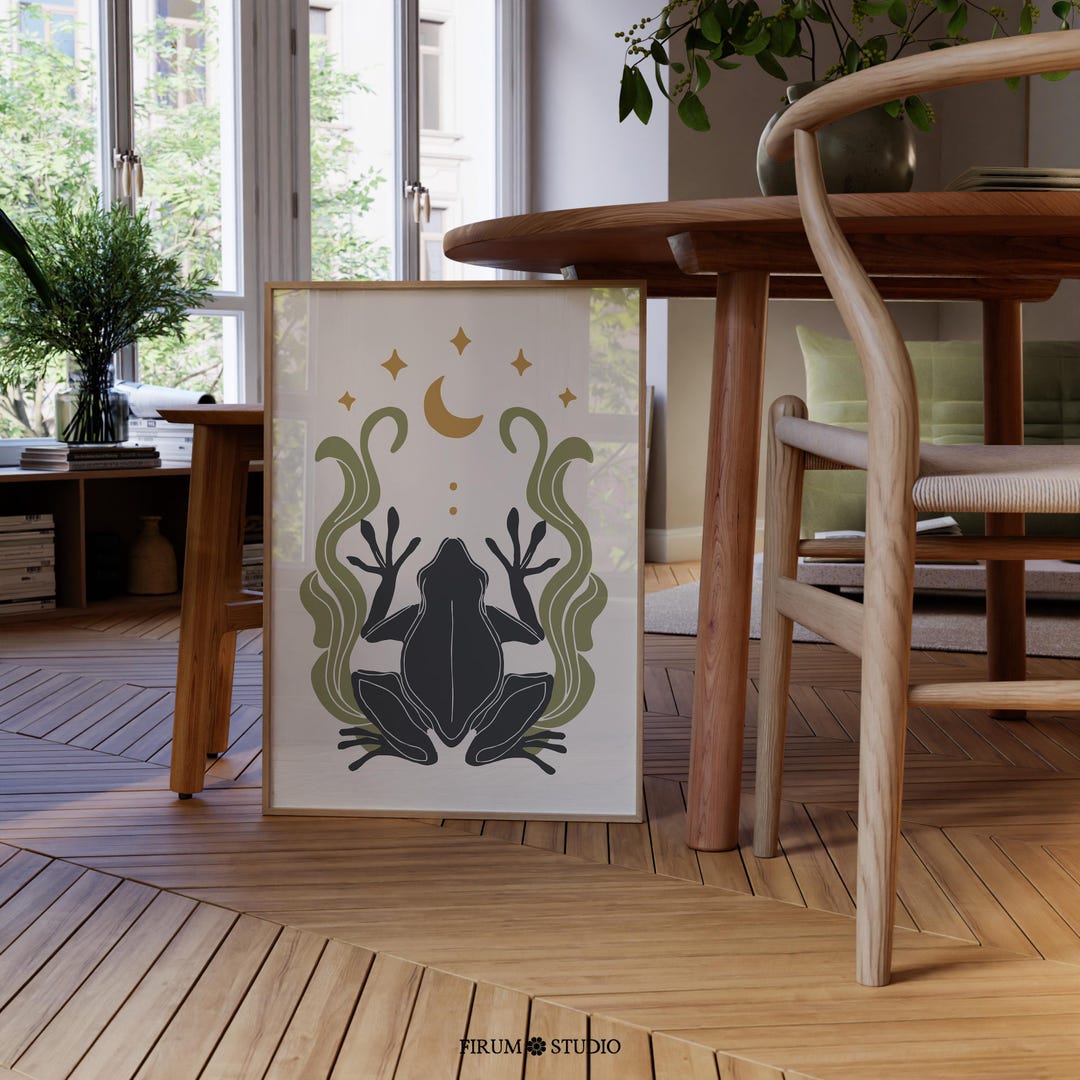 Moody Frog Printable Wall Art, Boho Witchy Wall Decor, Trendy Toad Art ...