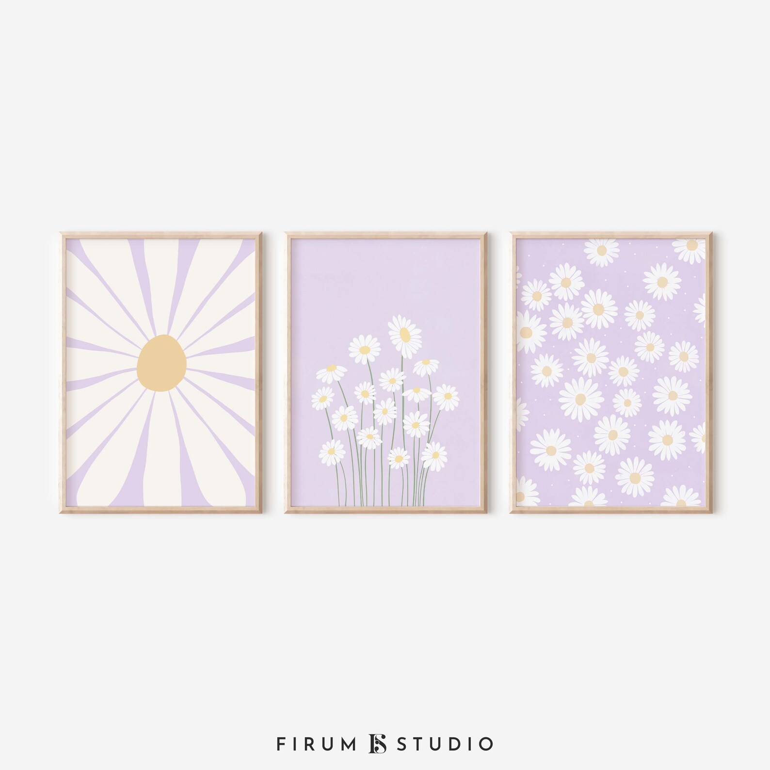 Lilac Wall Art Set of Three Prints Daisy Print Set Boho - Etsy UK