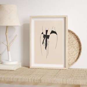 Woman Body Line Art, Beige Wall Art, Bondage Art Print, Downloadable ...