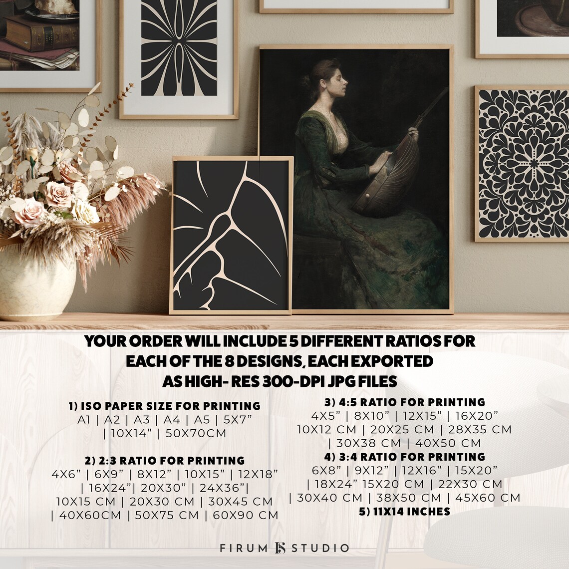 Dark Eclectic Gallery Wall Set Moody Set of 8 Downloadable - Etsy