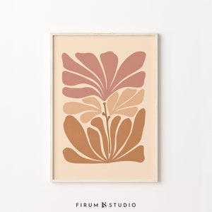 Botanical Poster, Earthy Wall Decor, Mid Century Modern, Digital ...