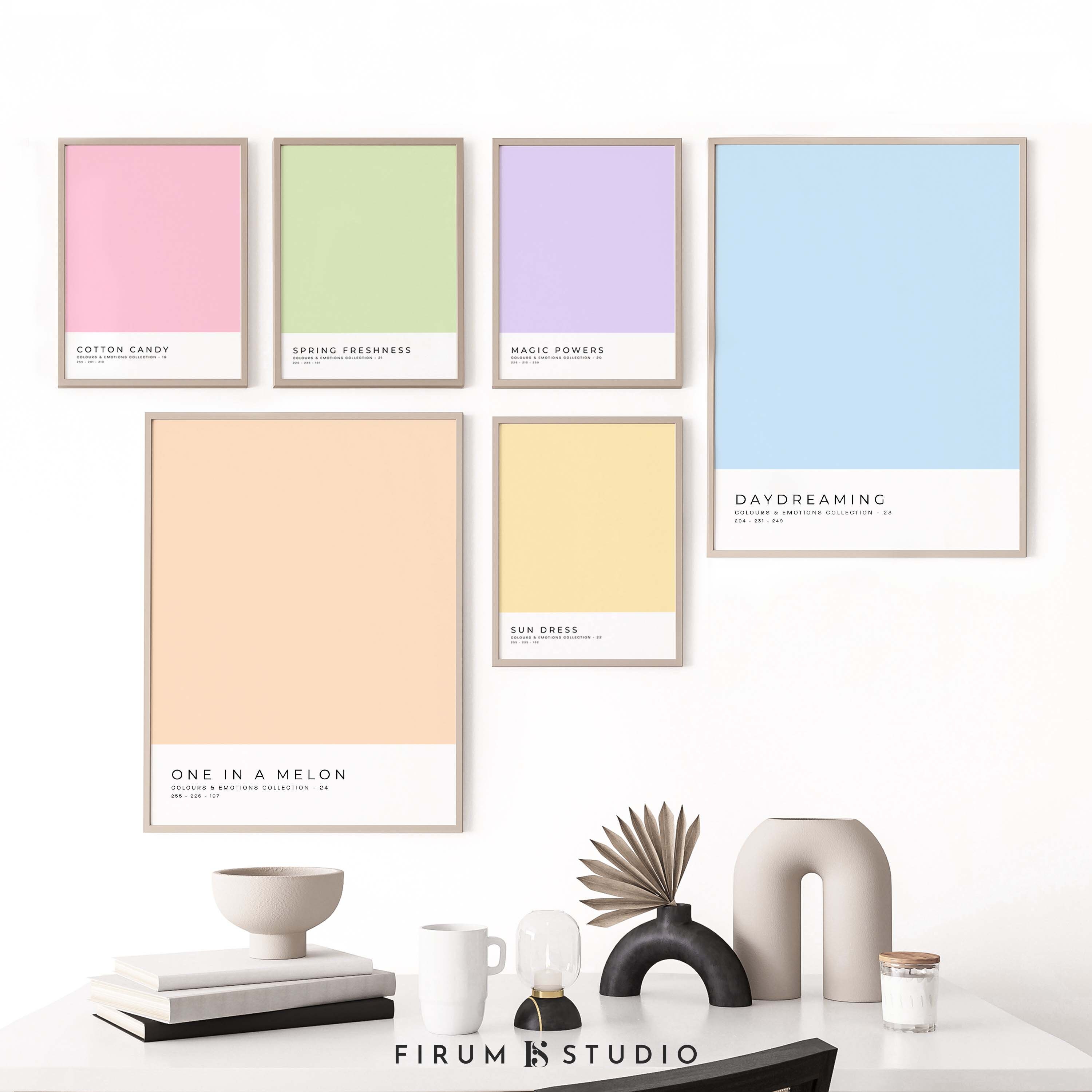 Pastel Gallery Wall, Colour Block Art Set of 6, Digital Prints, Danish ...
