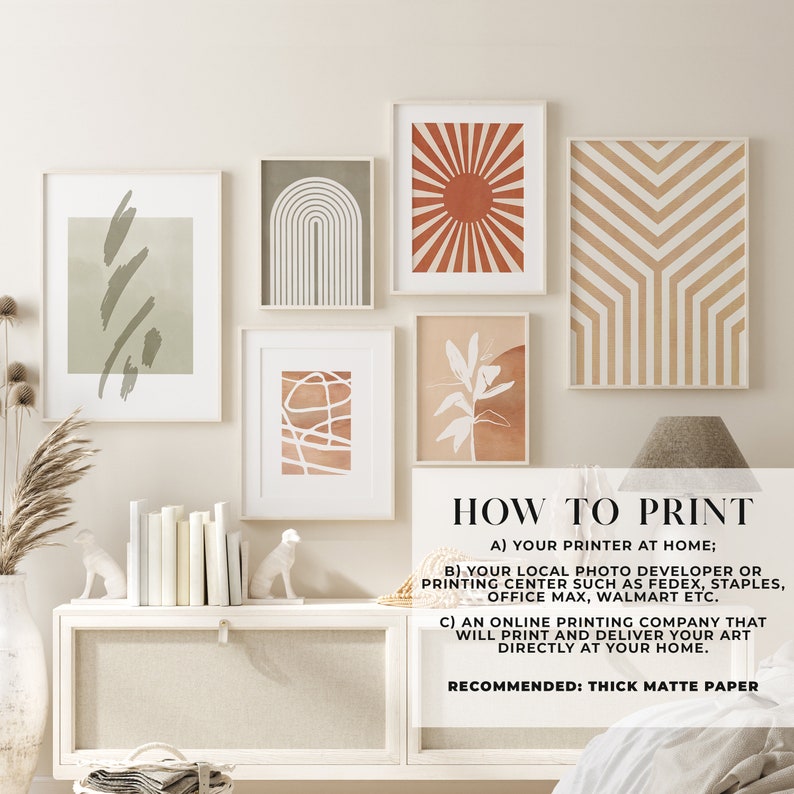 Set of 6 Boho Earth Tones Wall Art Instant Download Abstract - Etsy