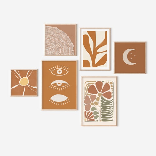 Set of 6 Boho Earth Tones Wall Art Instant Download Abstract - Etsy