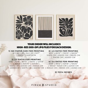 Set of Three Beige and Black Mid Century Modern Prints, Abstract ...