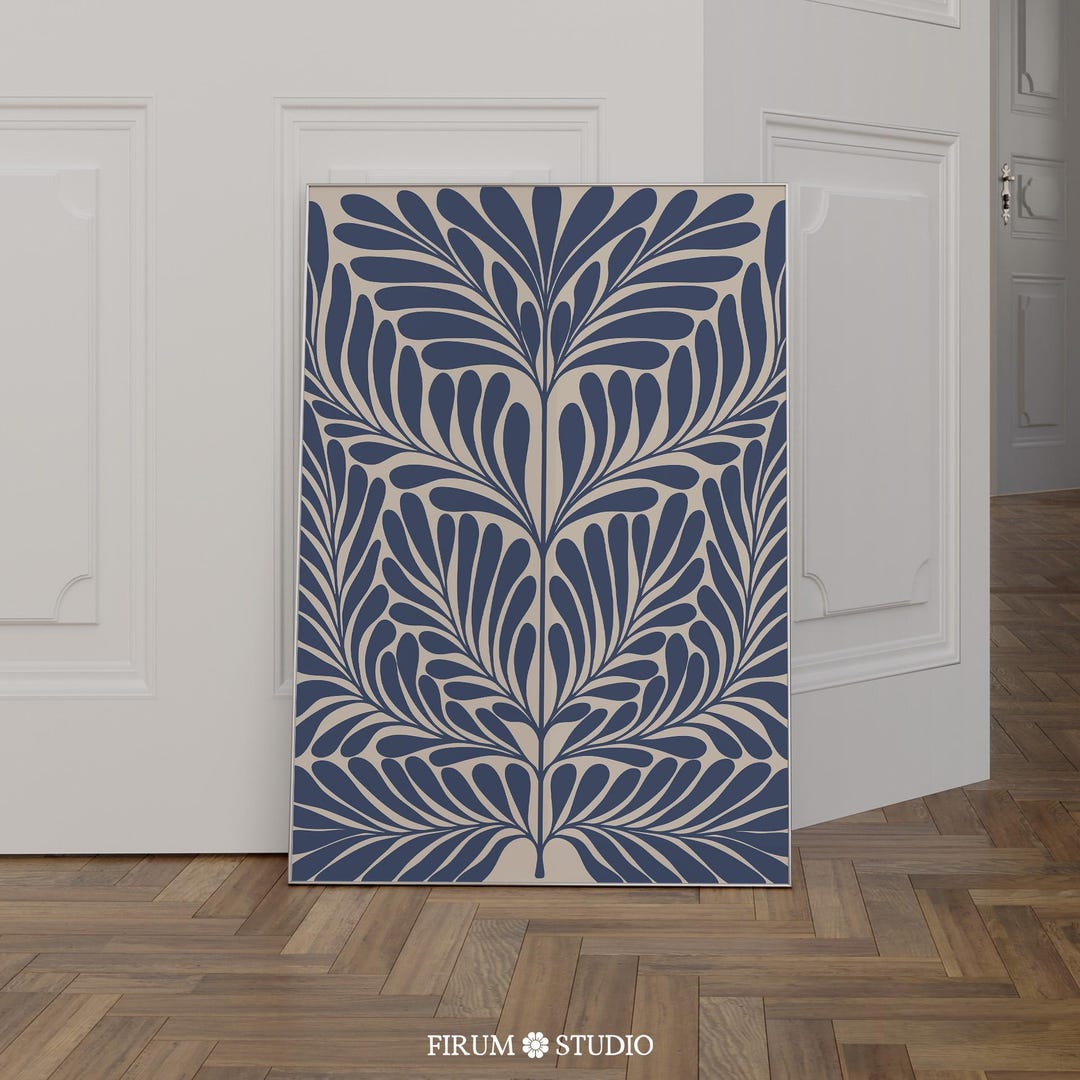 Indigo Botanical Printable Art, Trendy Modern Decor for Apartment ...