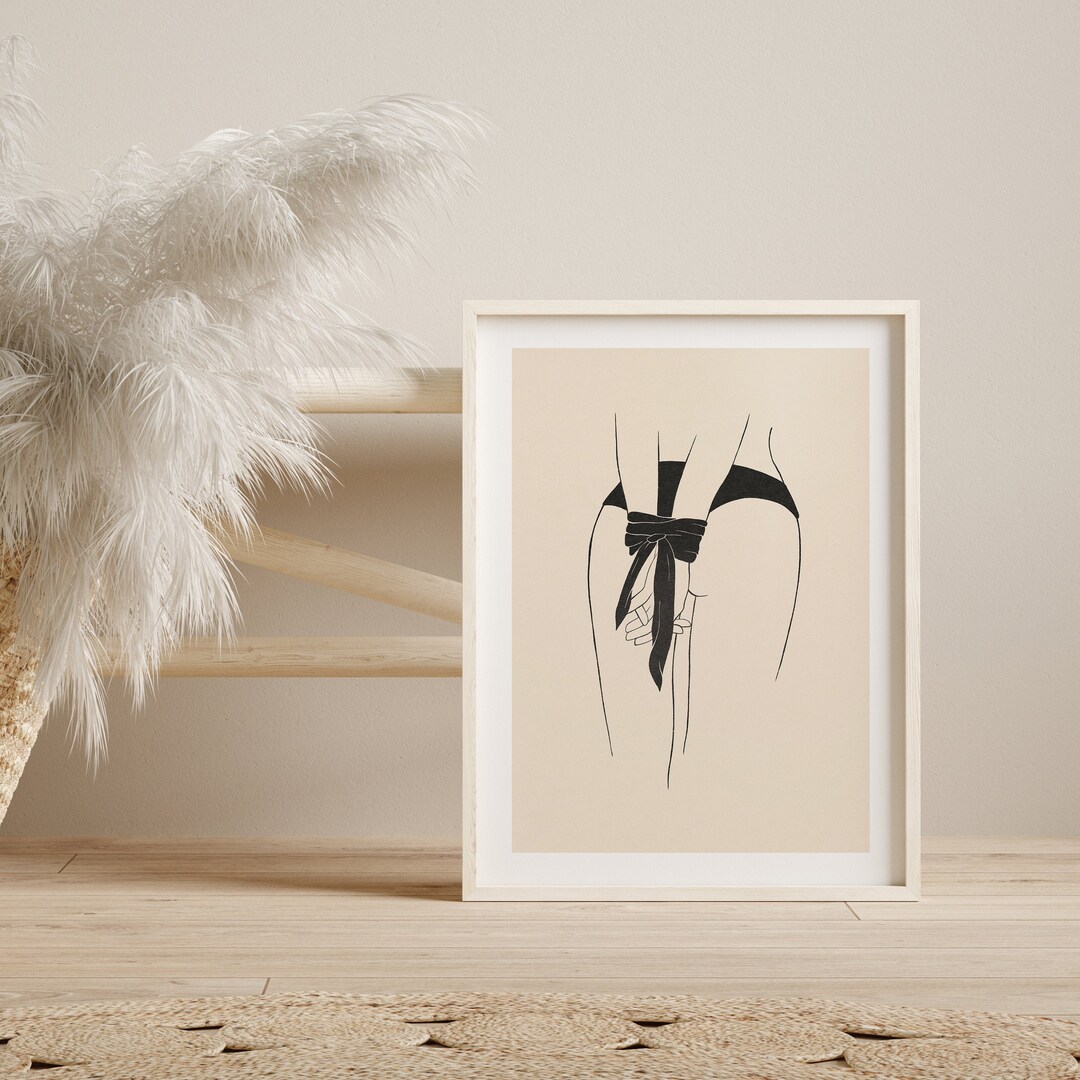 Woman Body Line Art, Beige Wall Art, Bondage Art Print, Downloadable ...