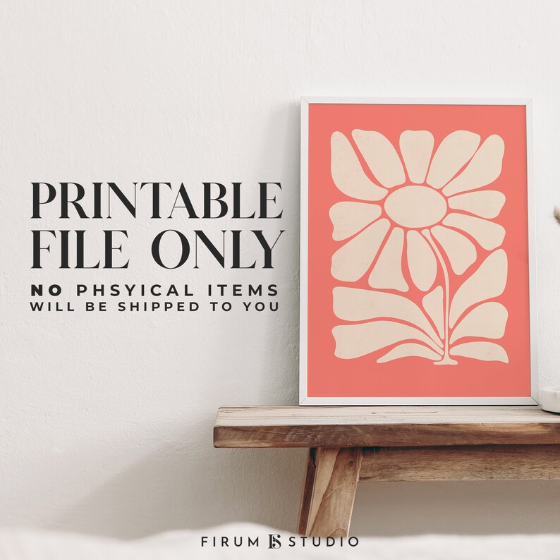 Red Botanical Art, Floral Illustration, Colorful Wall Art, Digital ...