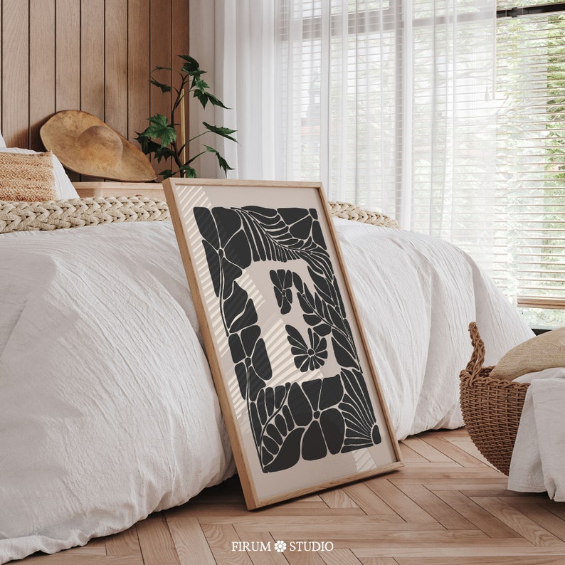 Letter E Printable Poster, Modern Initial Art Print, Beige and Black ...