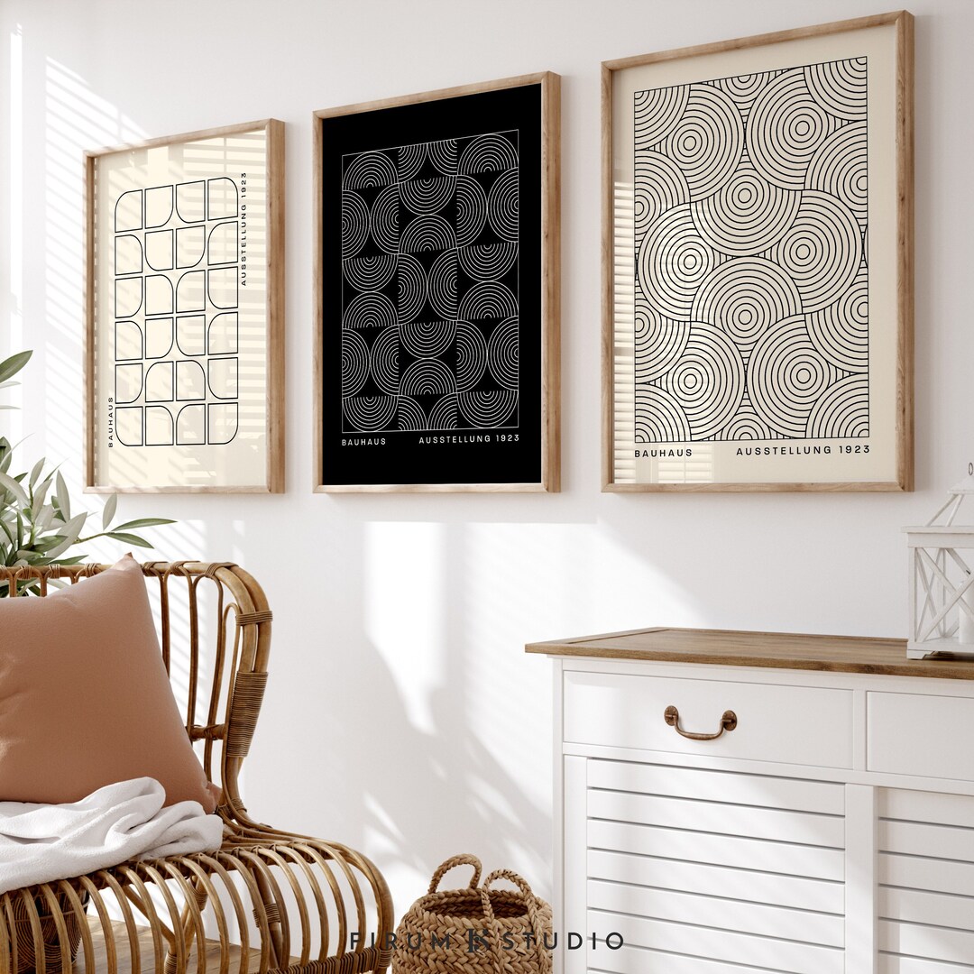 Minimal Geometric Wall Prints Set of 3, Bauhaus Printable Wall Set ...