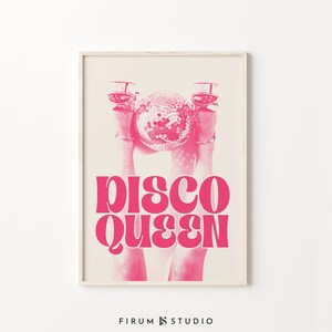 Disco Queen Pink Wall Art Printable Poster Disco Ball Print - Etsy