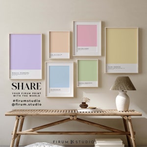 Pastel Gallery Wall, Colour Block Art Set of 6, Digital Prints, Danish ...