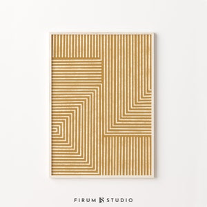Mustard Yellow Geometric Lines Wall Art, Digital Print, Boho Wall Decor ...