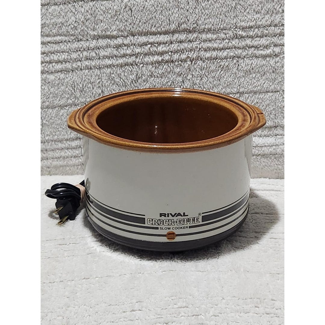 Vintage Rival Crock-ette 1 Quart Slow Cooker Stoneware Crock Pot 3205 ...