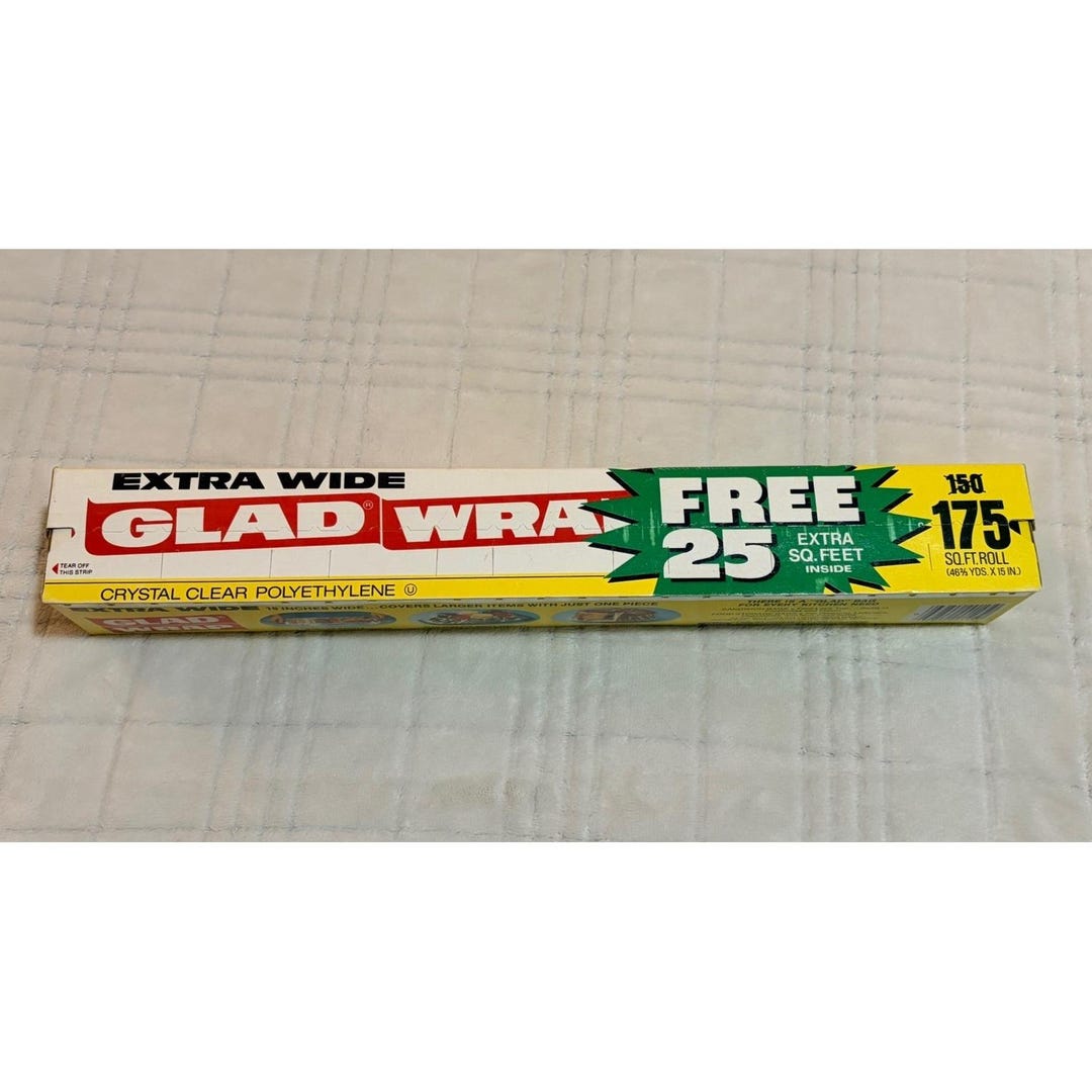 New Old Stock Vintage Glad Wrap Extra Wide Plastic Wrap 175sq Ft Made ...