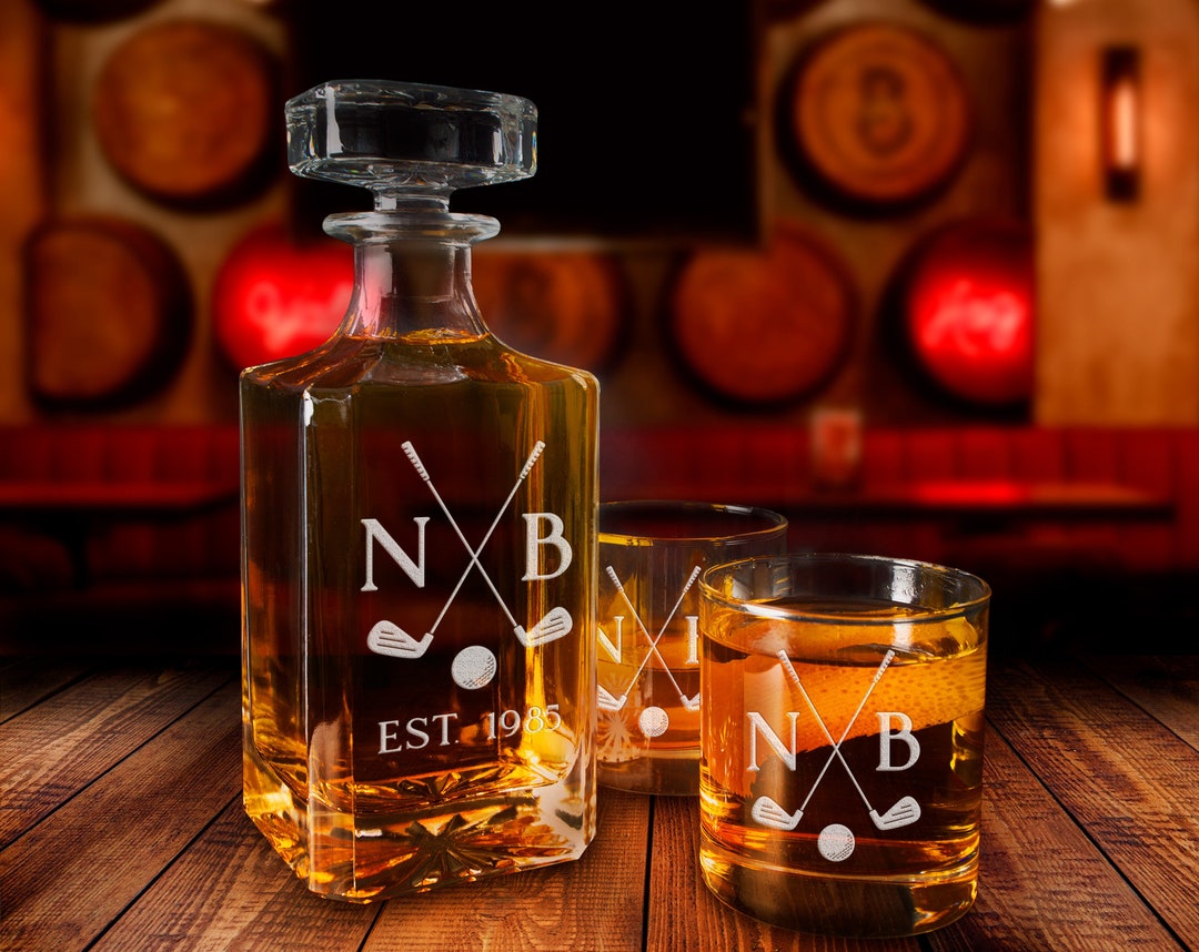 Personalized Monogram Whiskey Decanter Set With Glasses / Whiskey ...