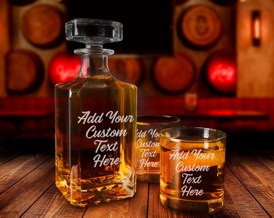 Fully Custom Decanter Set / Personalized Monogram Whiskey Decanter Set ...