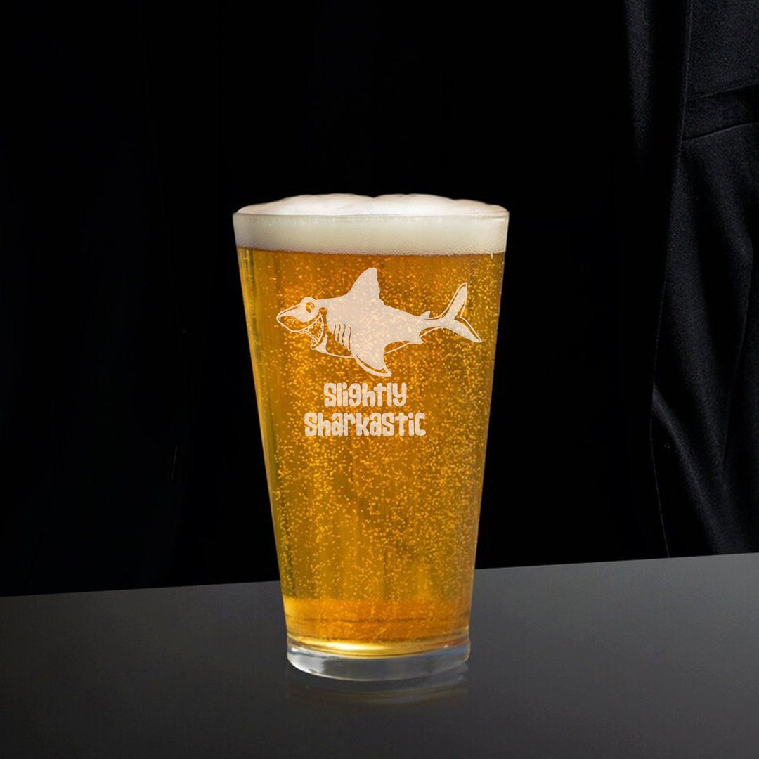 Slightly Sharktastic Beer Glass, Slightly Sharktastic Glasses, Animal ...
