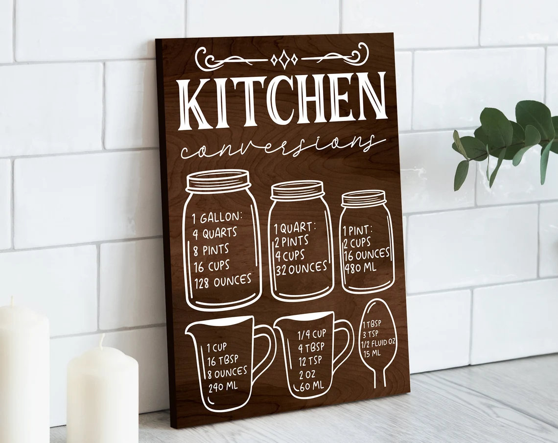 Kitchen Conversions Wood Sign Wood Kitchen Signs Household - Etsy