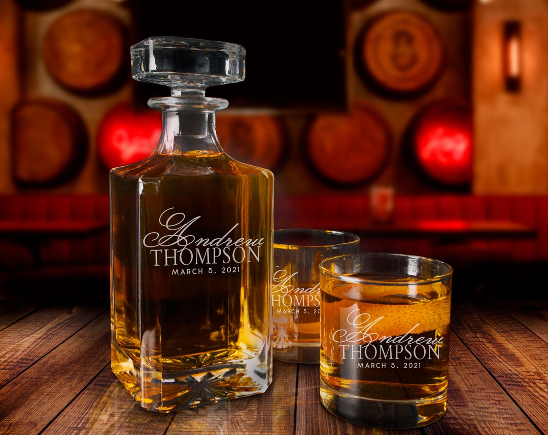Personalized Whiskey Decanter Set With Glasses / Whiskey Glasses ...