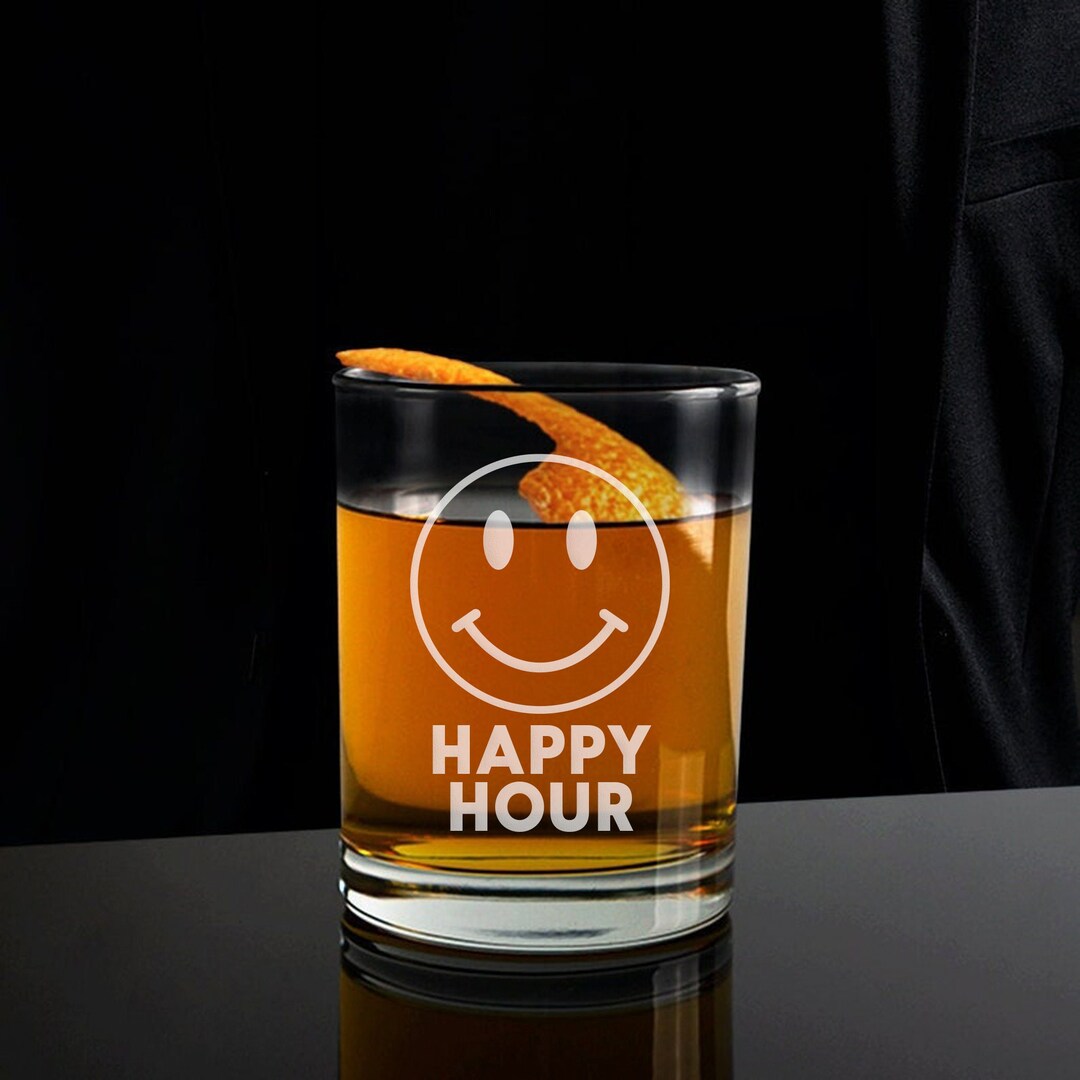 Happy Hour Whiskey Glass, Happy Hour Whiskey Glasses, Happy Hour Glass ...