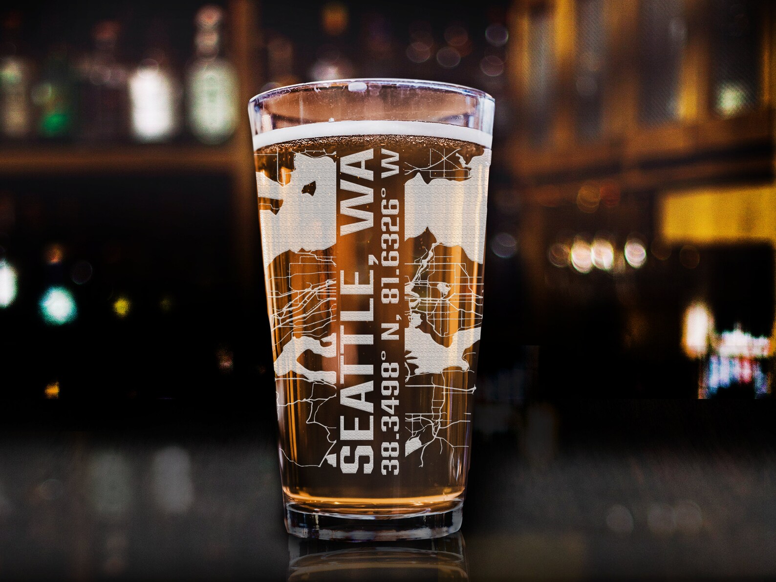 Seattle Map Pint Glass Seattle Map Glasses City Map Pint - Etsy