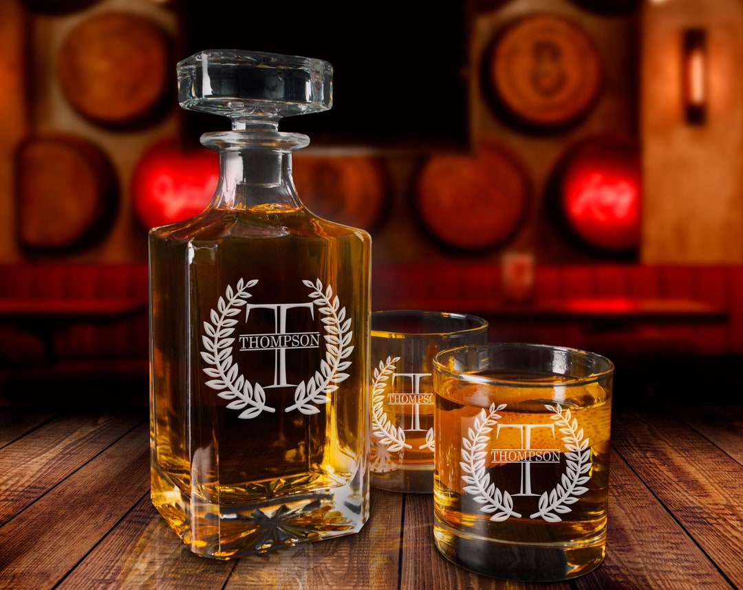 Personalized Whiskey Decanter Set With Engraved Glasses - Etsy