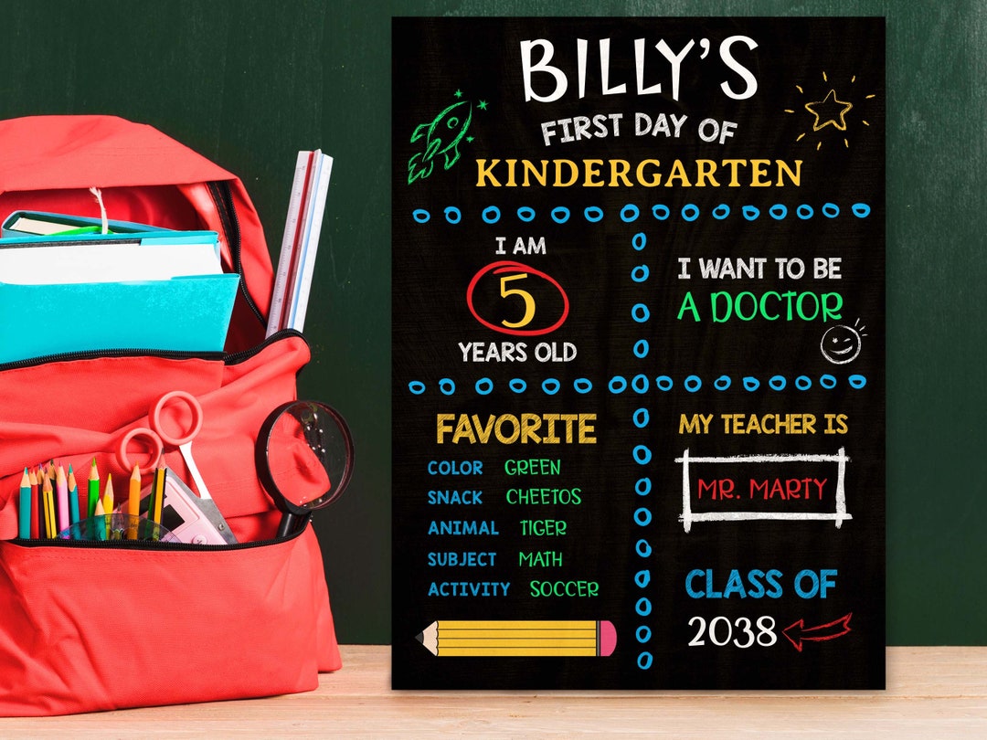 Back to School Sign, First Day of School Sign, Kindergarten, Preschool ...