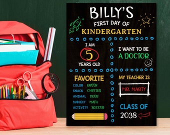 Back to School Sign, First Day of School Sign, Kindergarten, Preschool ...