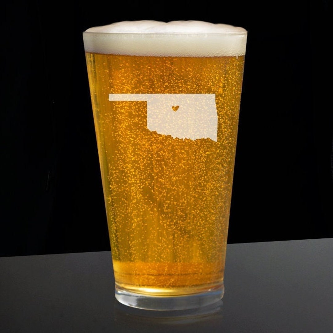 Personalized Oklahoma State Beer Glasses, Oklahoma Glass, Oklahoma Beer ...