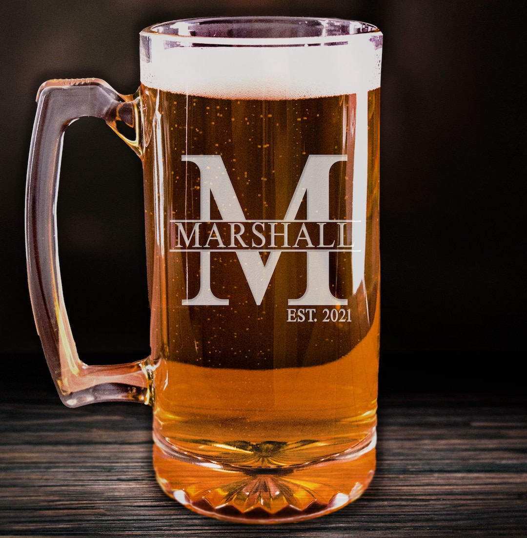 Monogrammed Beer Glass, Personalized Groomsmen Gift - Etsy
