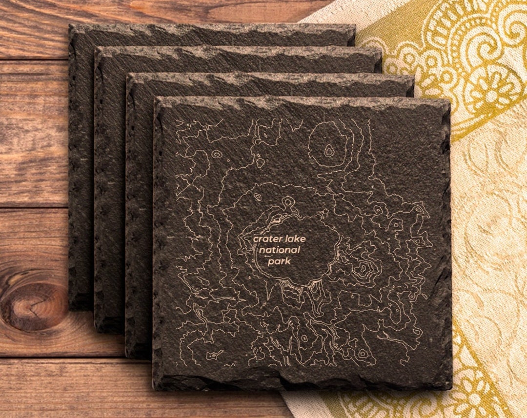 Crater Lake National Park Slate Coasters, Oregon National Park Coasters ...
