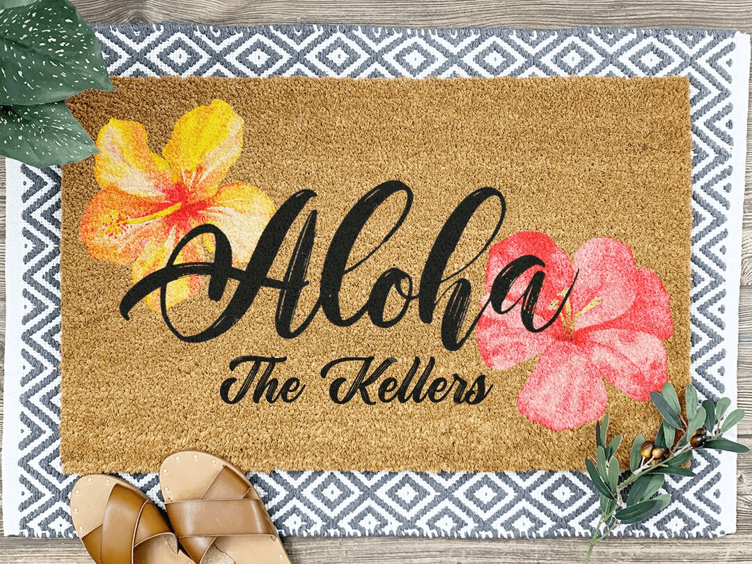 Aloha Welcome Mat, Personalized Doormats, Housewarming Gift, Home Decor ...