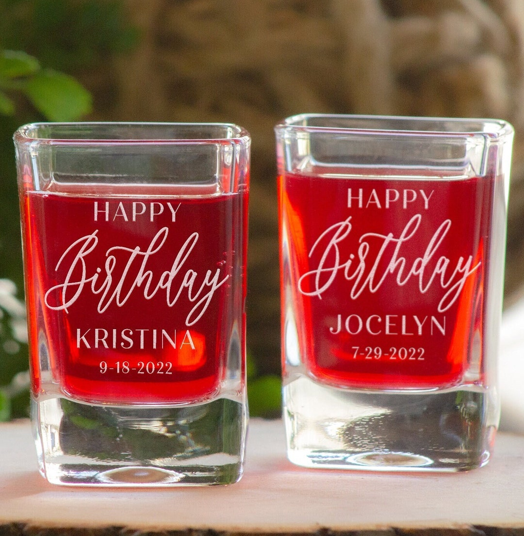 Happy Birthday Shot Glasses, Square Shot Glass, Shot Glasses for ...