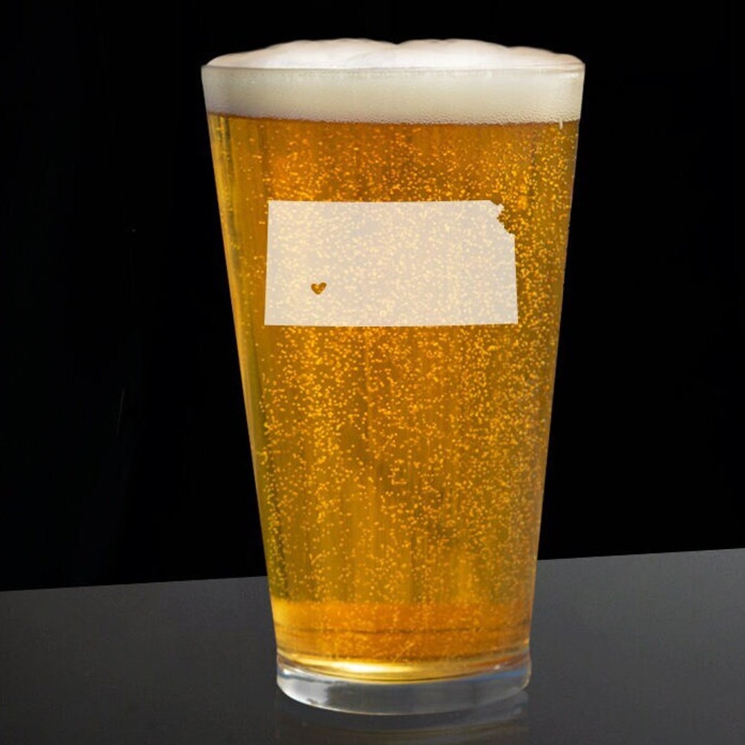 Personalized Kansas State Beer Glasses, Kansas Glass, Kansas Beer Glass ...
