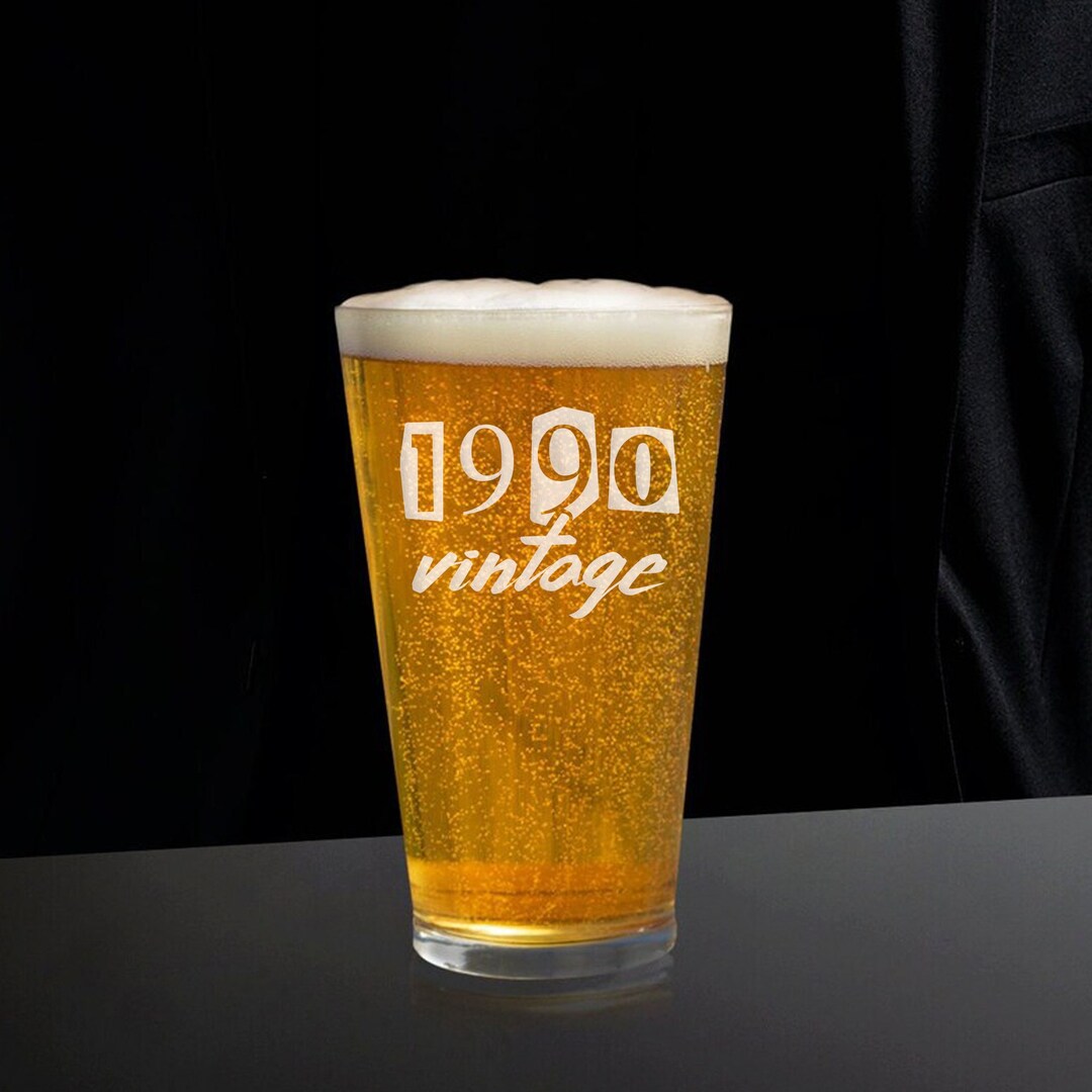1990 Vintage Beer Glass, Beer Glass, Birthday Beer Glasses, Beer Lover ...