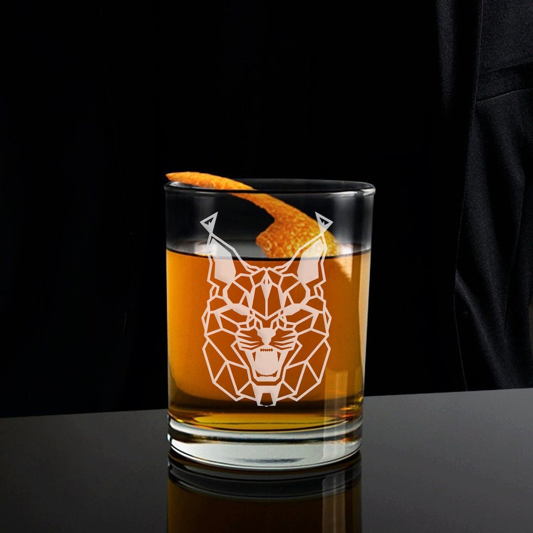 Lynx Whiskey Glass, Lynx Whiskey Glasses, Animal Whiskey Glass, Whiskey ...