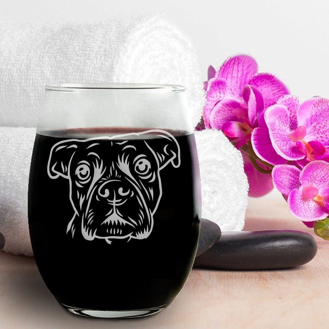 Boxer Wine Glass, Dog Wine Glass, Animal Wine Glass, Wine Gift, Wine ...