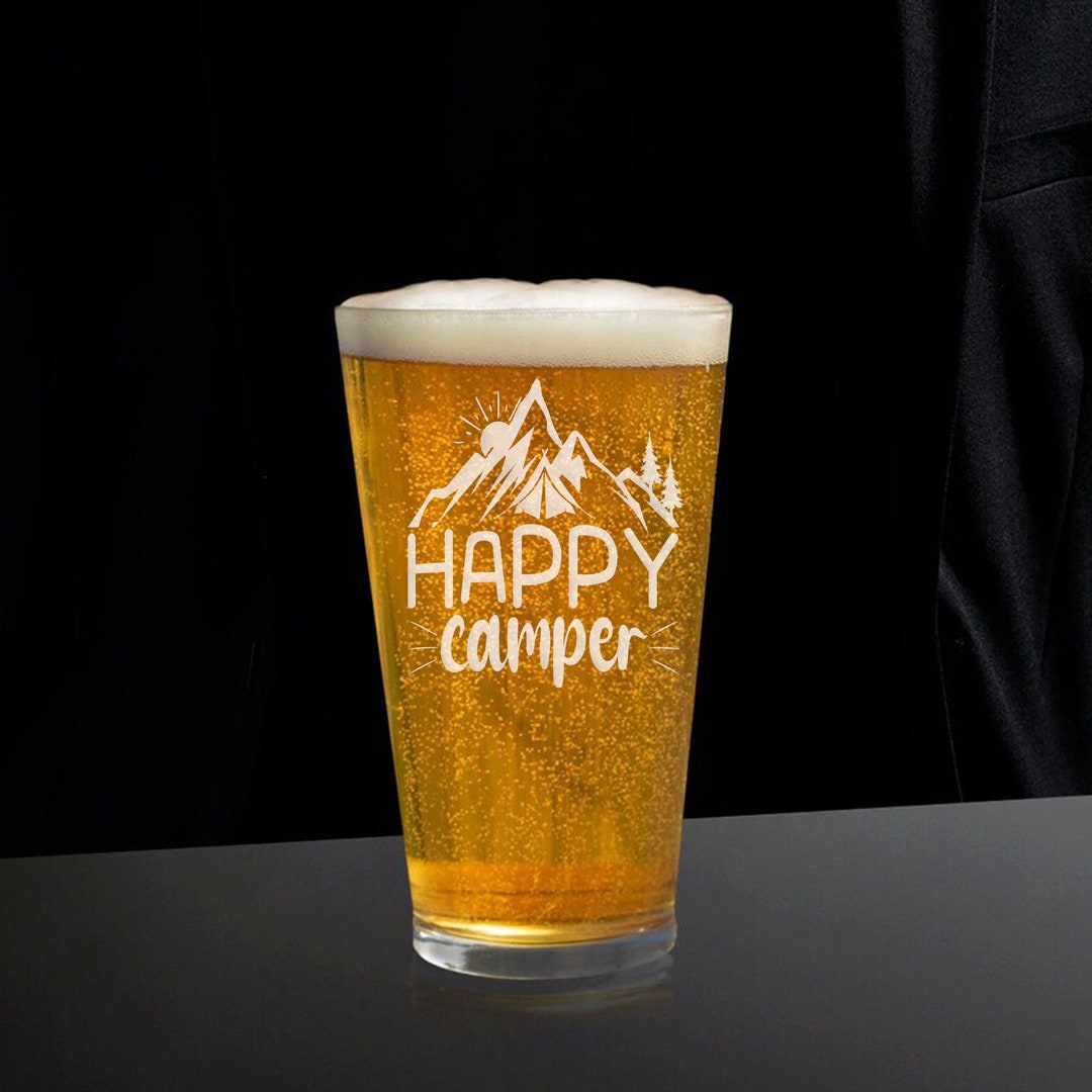 Happy Camper Beer Glass, Camping Glasses, Camping Beer Glass, Beer Gift ...