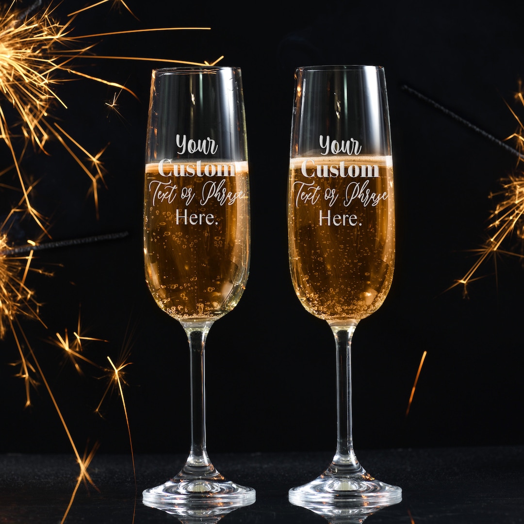 Set of 2, Custom Champagne Flutes, Personalized Glasses, Champagne ...