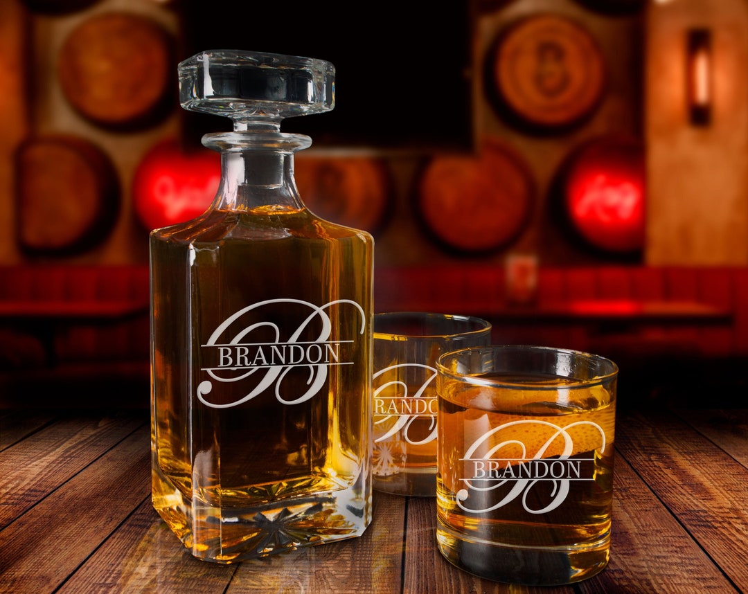 Personalized Whiskey Decanter Set With Glasses / Whiskey Glasses ...