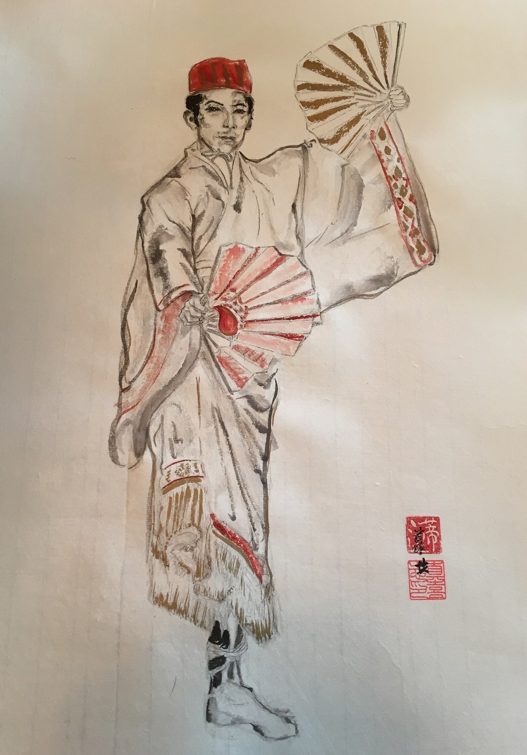 Okinawan Male Dancer Illustrations From Heavenly Bridge - Etsy