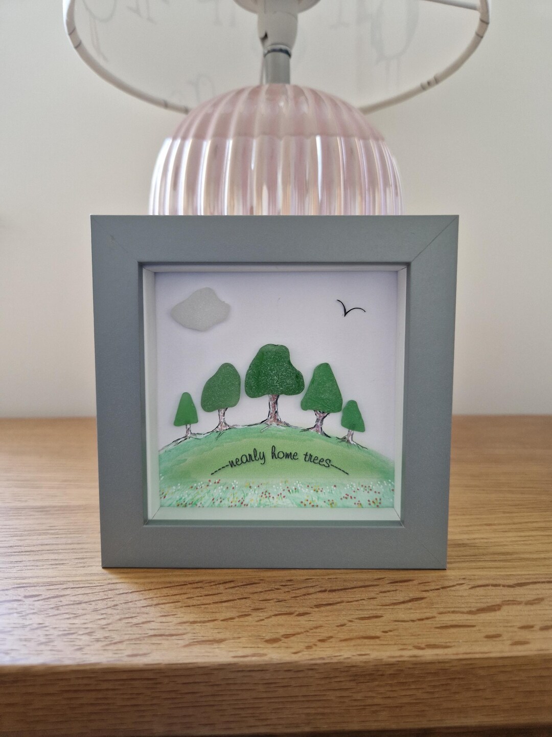 Cornish Sea Glass Art, Nearly Home Trees, 12cm X 12cm Grey Frame - Etsy