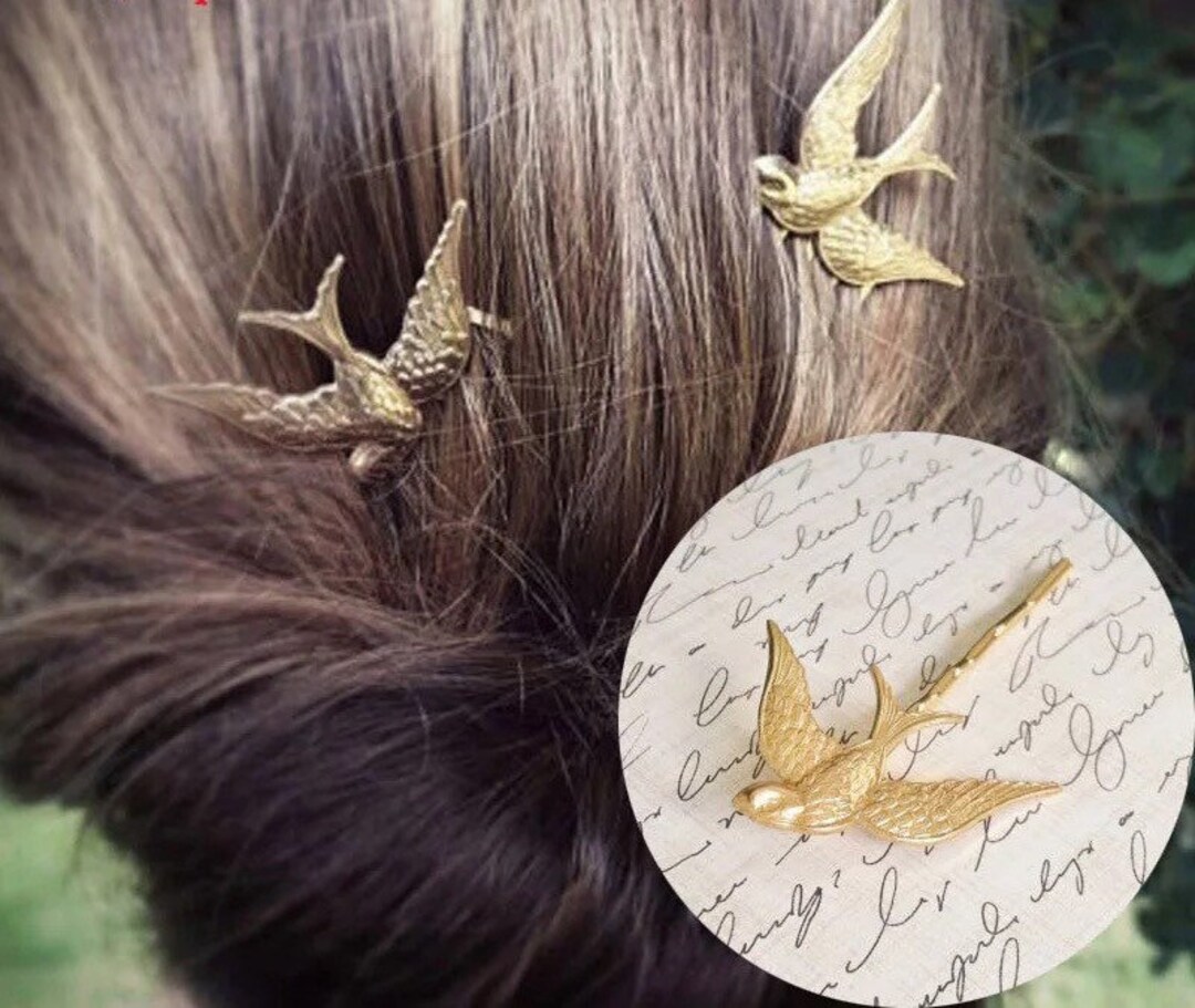 Vintage Rustic Gold or Silver Swallow Bird Bobby Pins Wedding Hair ...