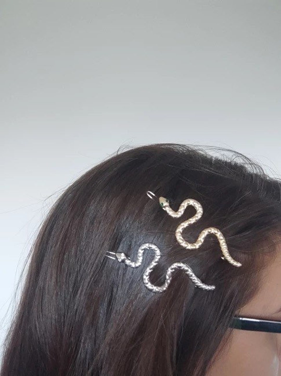 Vintage Style Snake Bobby Pin in Gold or Silver, Snake Hair Pins, Snake ...