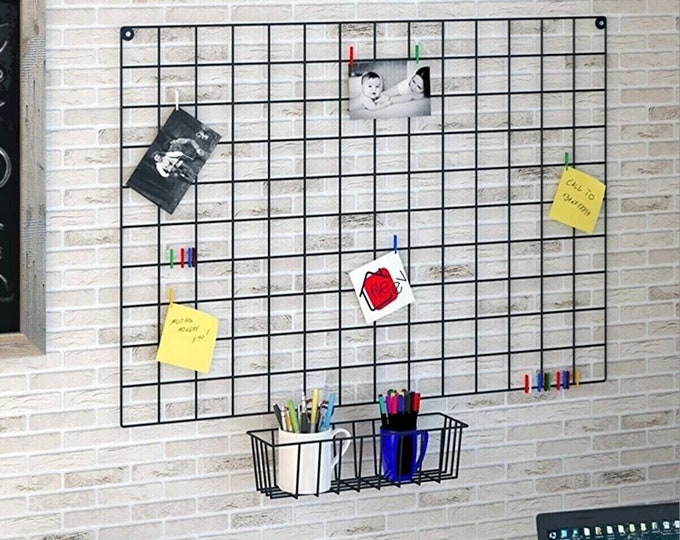 Metal Wire Wall Hanging Grid Panels Multifunctional Organiser for Photo ...