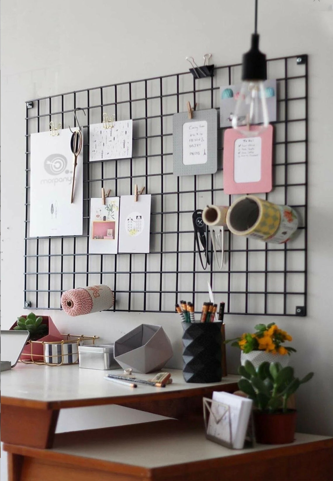 Metal Wire Wall Hanging Grid Panels Multifunctional Organiser | Etsy UK