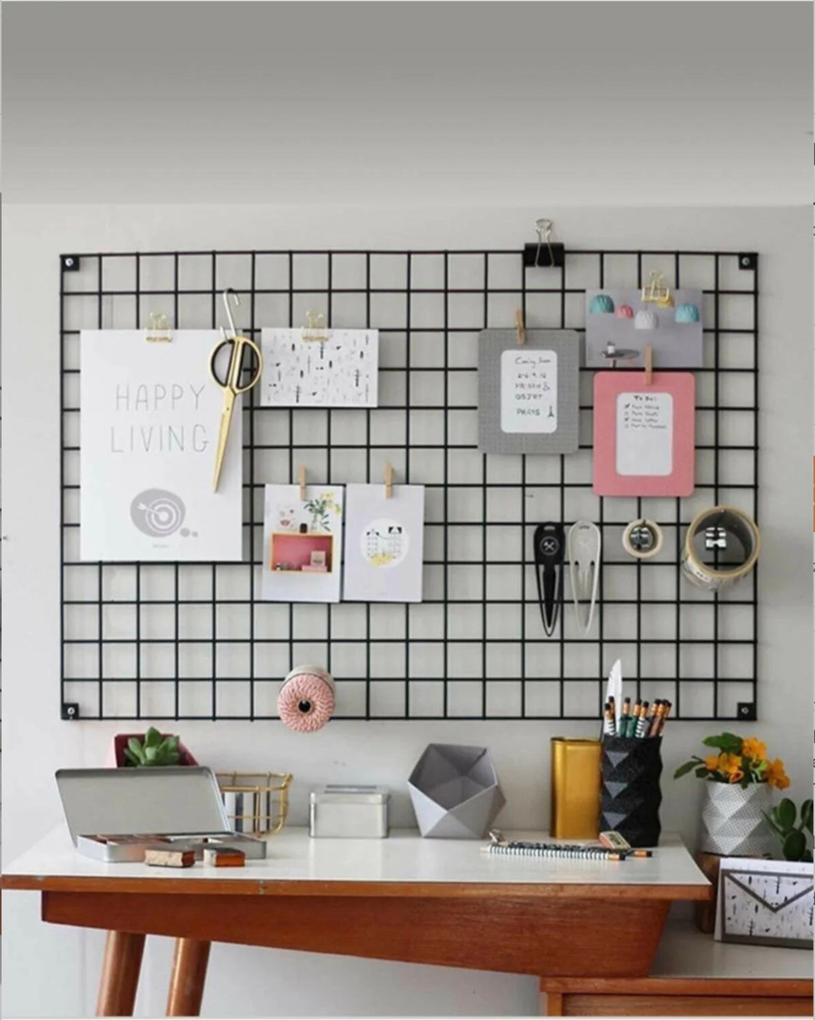 Metal Wire Wall Hanging Grid Panels Multifunctional Organiser - Etsy UK