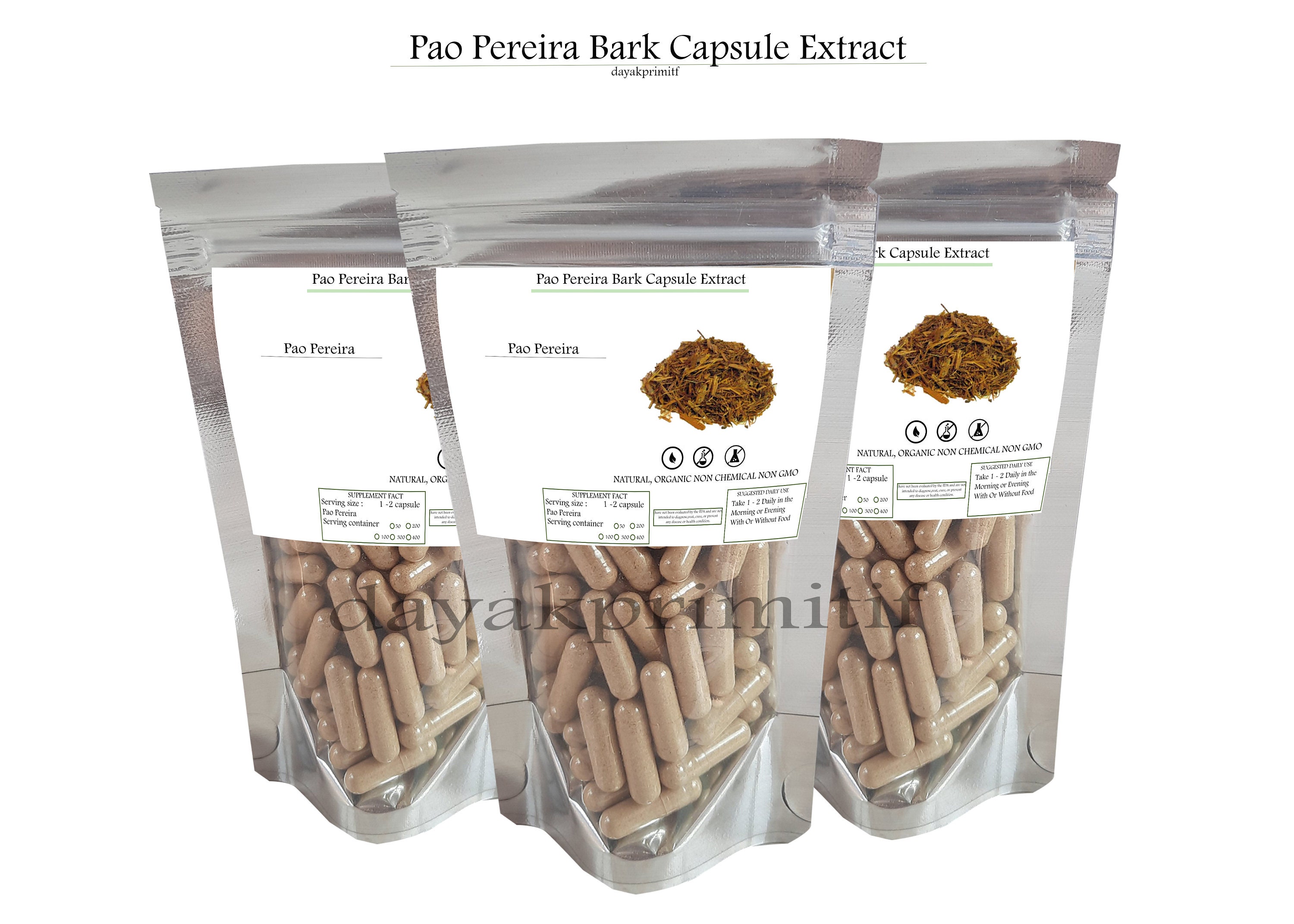 Organic Pao Pereira Bark Capsule Extract 500mg Geissospermum Vellosii ...